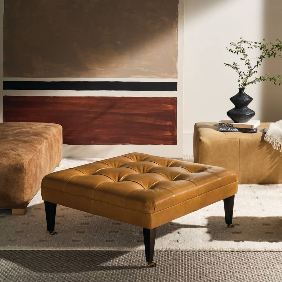 Custom Leather Ottomans - Rowe Furniture